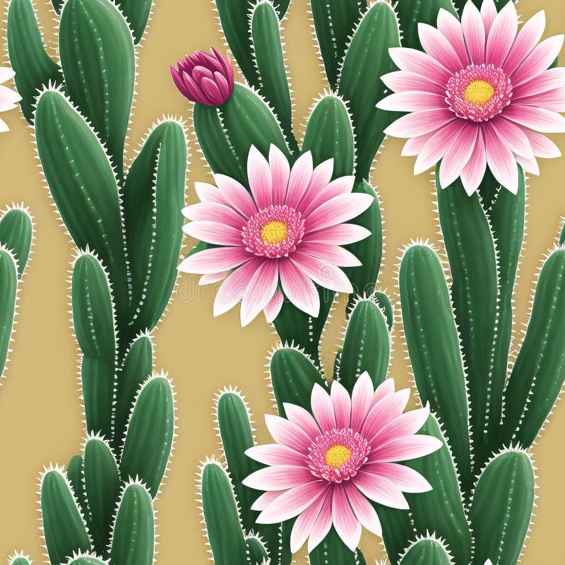 Cacti Seamless Repeat Pattern Design Cactuss for Textile Design Fabric ...