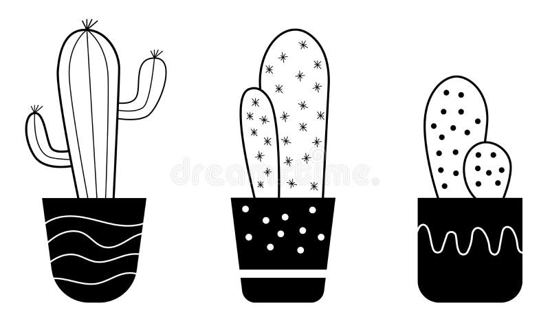Cacti set. Simple style. stock vector. Illustration of vector - 212562337
