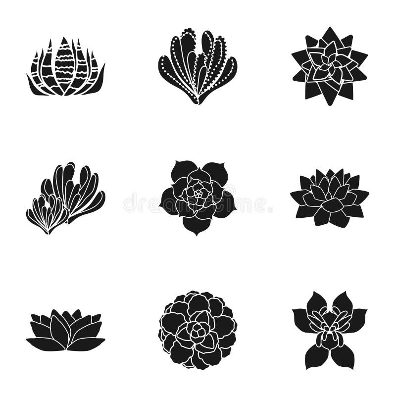 Cacti Succulent Icon Set, Simple Style Stock Vector - Illustration of ...