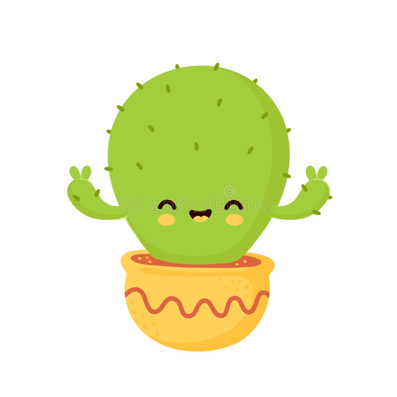 Cactus Sonriente Lindo Feliz. Vector Ilustración del Vector ...