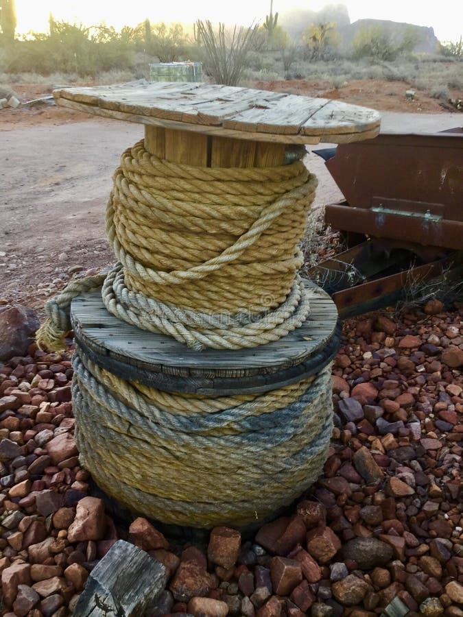 Rope wheels in desert stock image. Image of desert, rope - 141240443