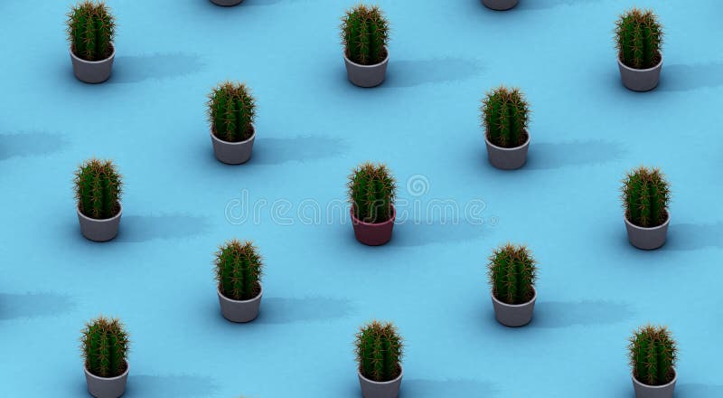 Cactus Blue Grid 3d Rendering Stock Illustration - Illustration of ...