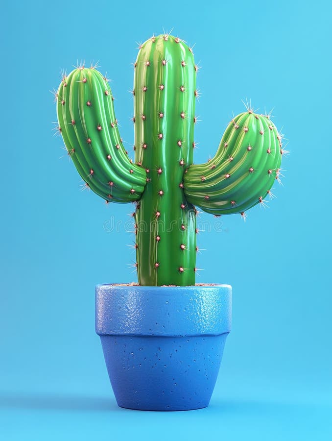 CACTUS in Blue Pot stock image. Image of life, houseplant - 378319451