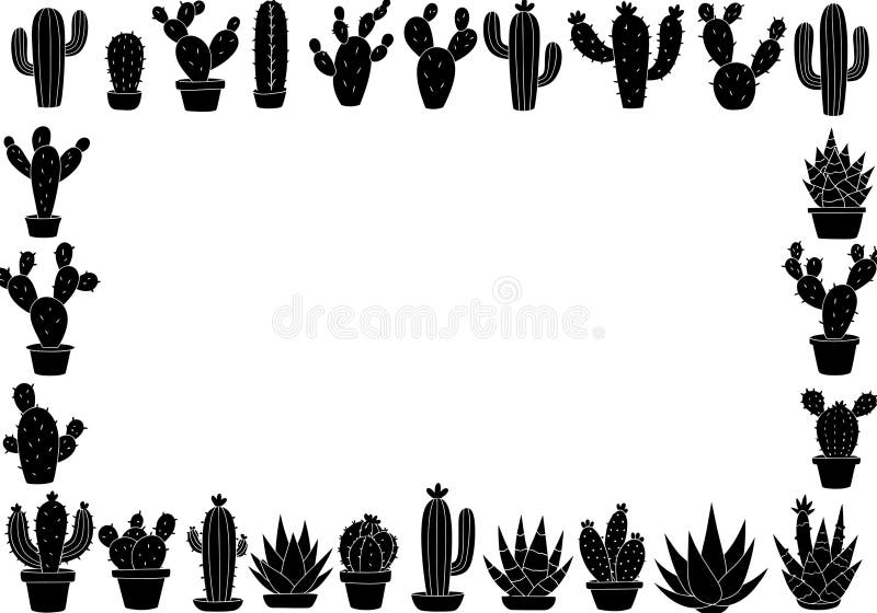Cactus Border Frame Clipart Stock Illustration - Illustration of simple ...