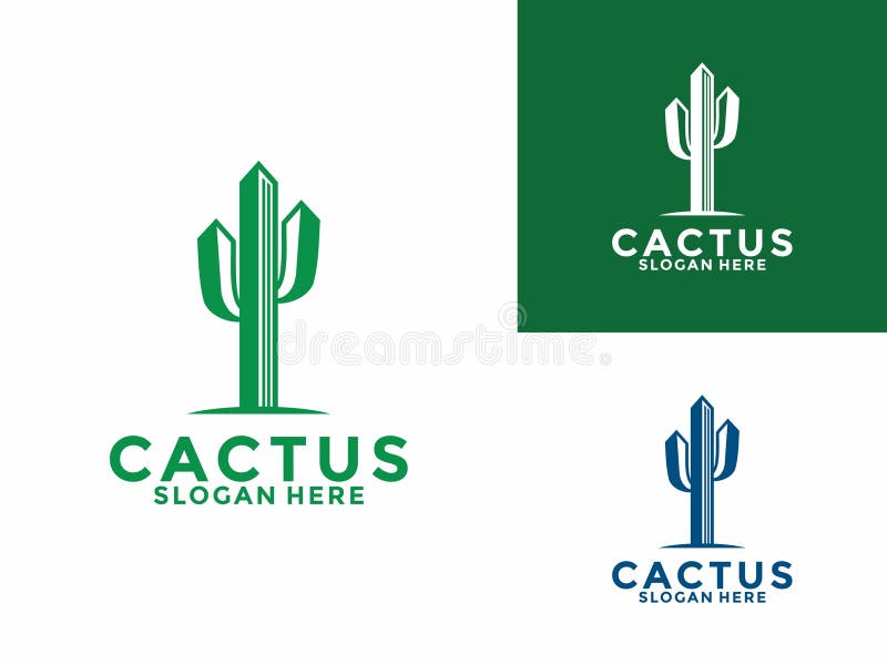 Cactus Building Logo Icon Design Vector, Creative Green Cactus with ...