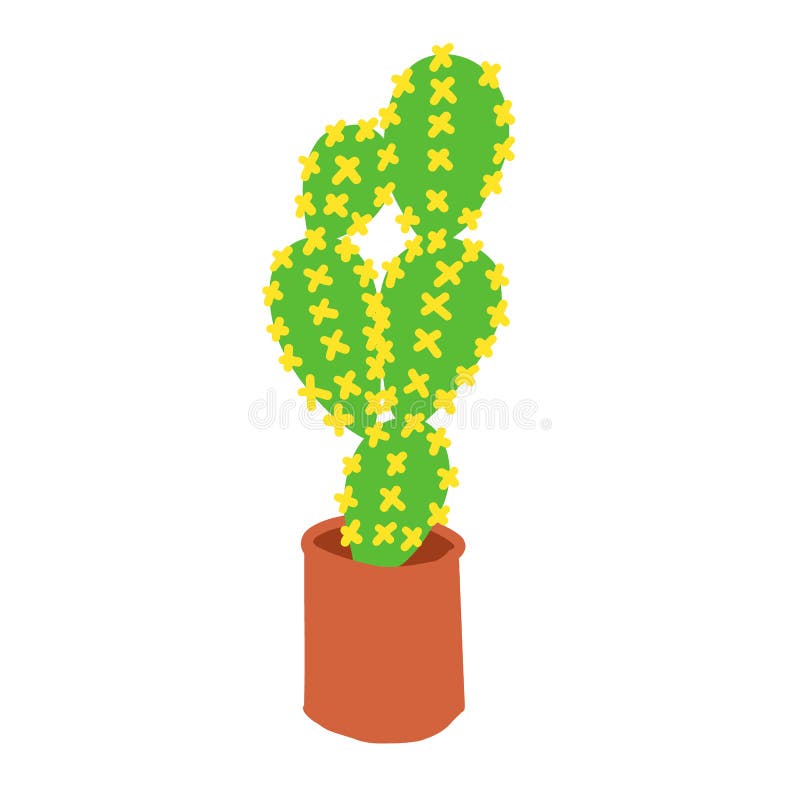 Cactus in Cartoon Flat Style Stock Vector - Illustration of cartoon ...
