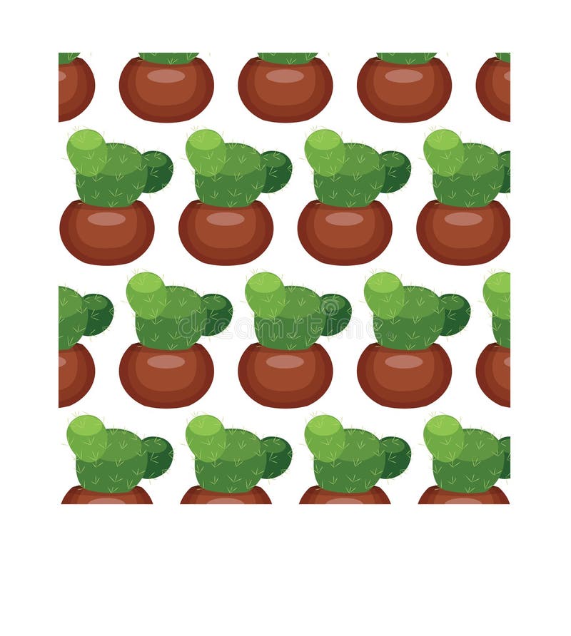 Cactus in a Clay Pot. Exotic Plant. Seamless Pattern Stock Illustration ...