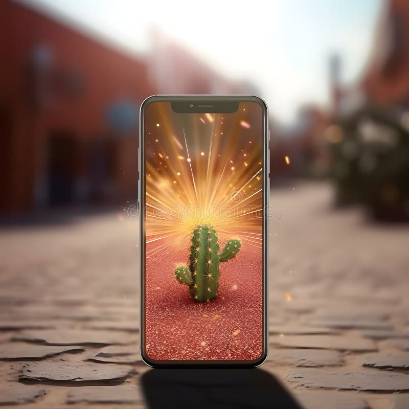 Cactus Explosion on Smartphone Screen Stock Illustration - Illustration ...