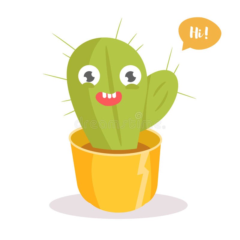 Cactus feliz con una cara ilustración del vector. Ilustración de verano ...