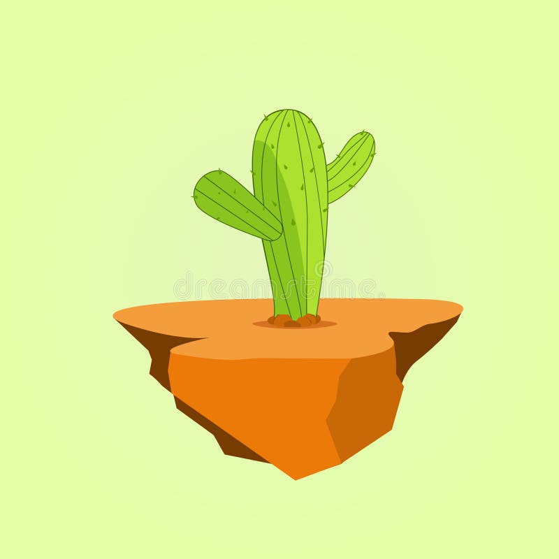 Cactus on Floating Desert Vector Illustration Stock Vector ...