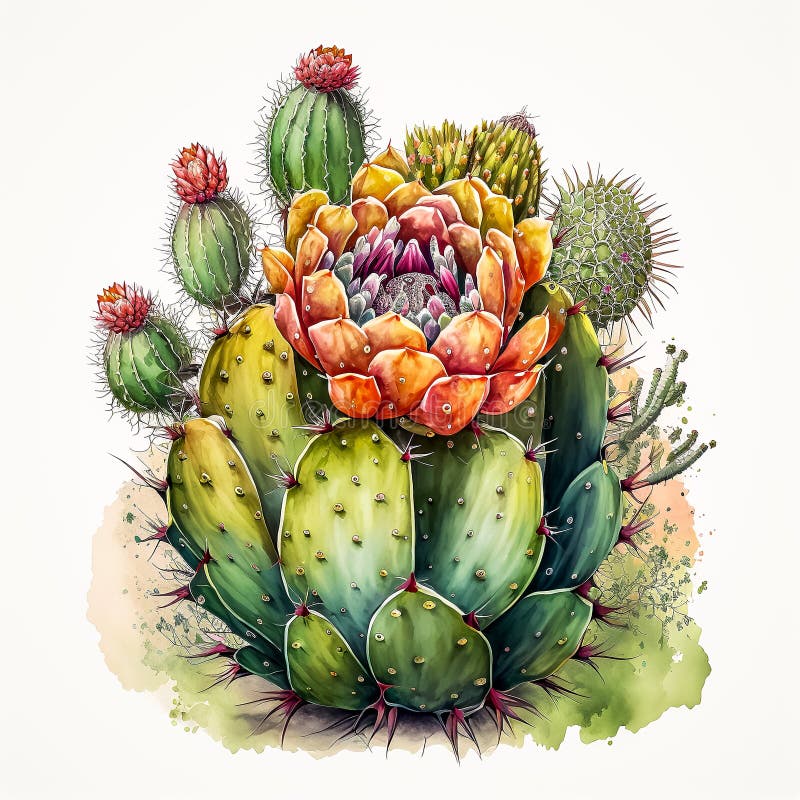 Watercolor Wild West: Cactus Flowers in Bold Brushstrokes AI Generated ...
