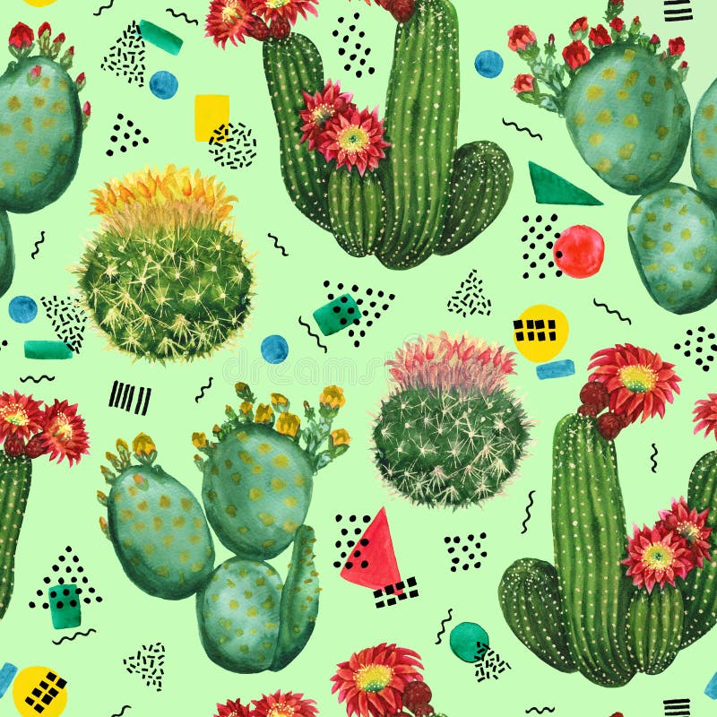 Cactus flowers stock illustration. Illustration of geometric - 142682694