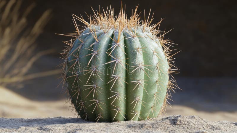 Cactus Grows on Rock with Spines and Desert Landscape Theme Stock Photo ...