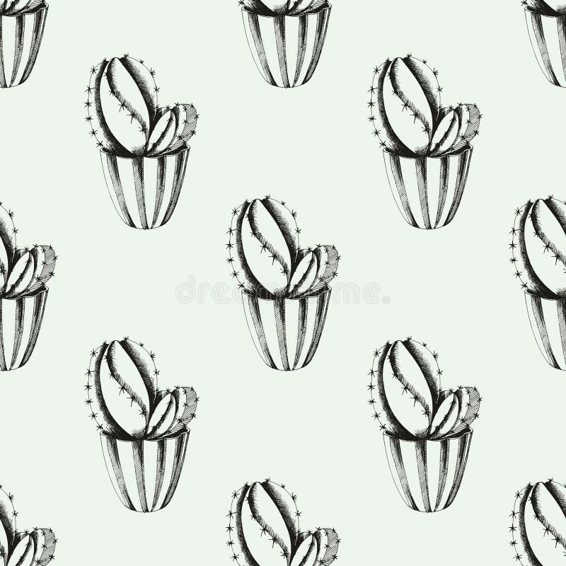 Cactus. Hand drawing stock vector. Illustration of bend - 90215220