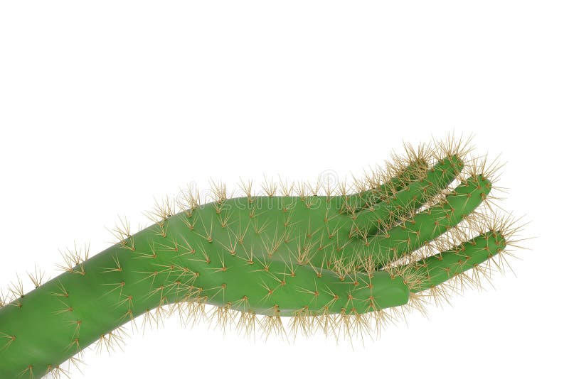 Cactus Hand on White Background. 3D Illustration. Stock Illustration ...