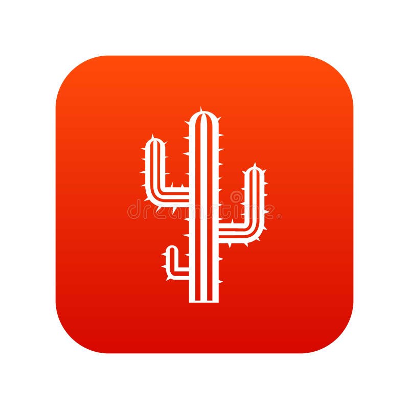 Cactus icon digital red stock vector. Illustration of ancient - 109089816