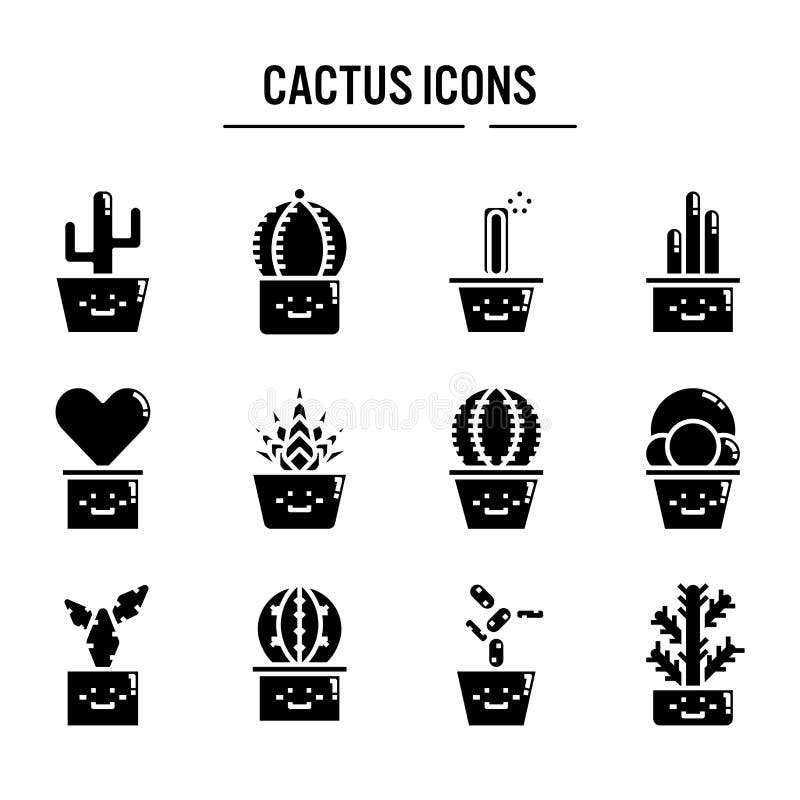 Cactus Icon in Solid Design for Web Design , Infographic , Presentation ...