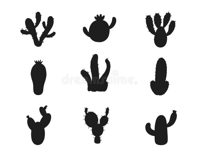 Cactus Isolated Vector Silhouettes Stock Vector - Illustration of ...