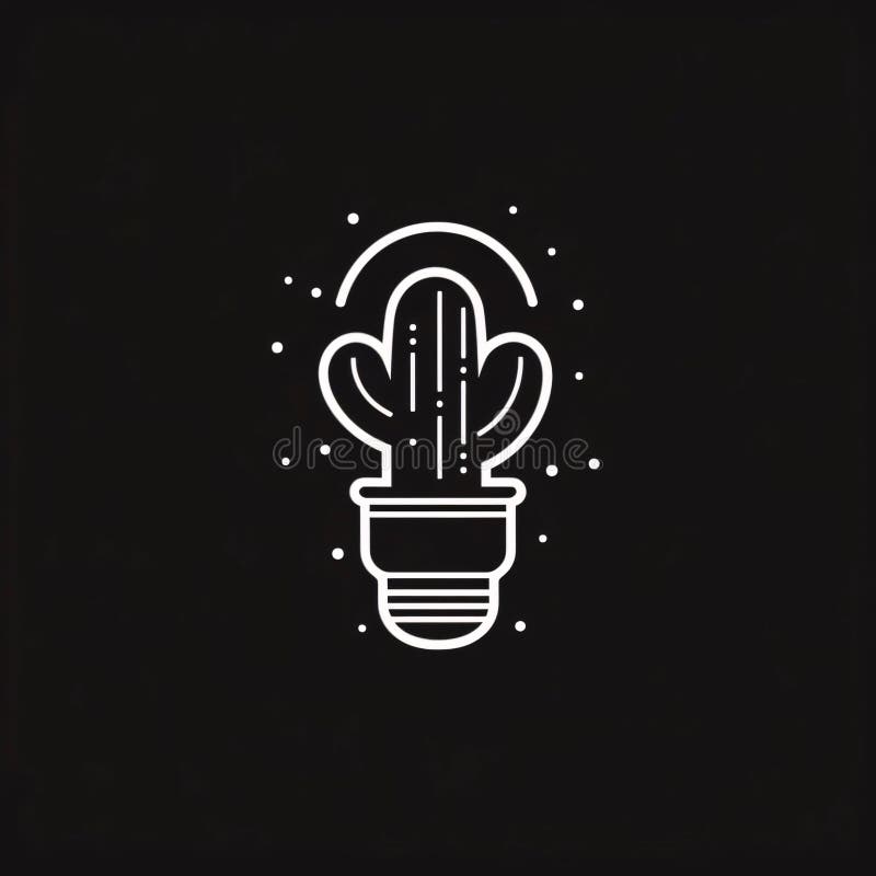 Cactus and Light Bulb Vector Icon, Logo Design Template Stock ...