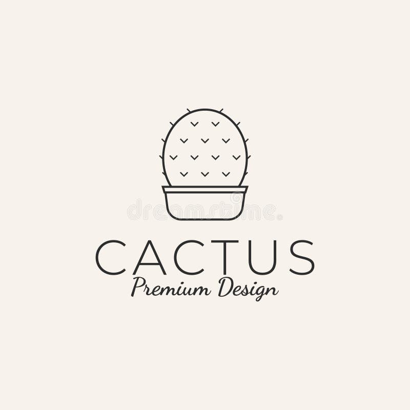Cactus Line Art Design Logo Vector Illustration Stock Illustration ...