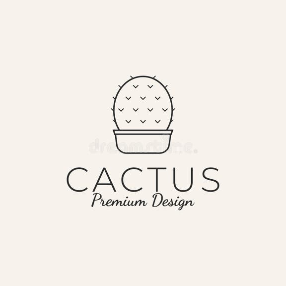 Cactus Line Art Design Logo Vector Illustration Stock Illustration - Illustration of desert ...