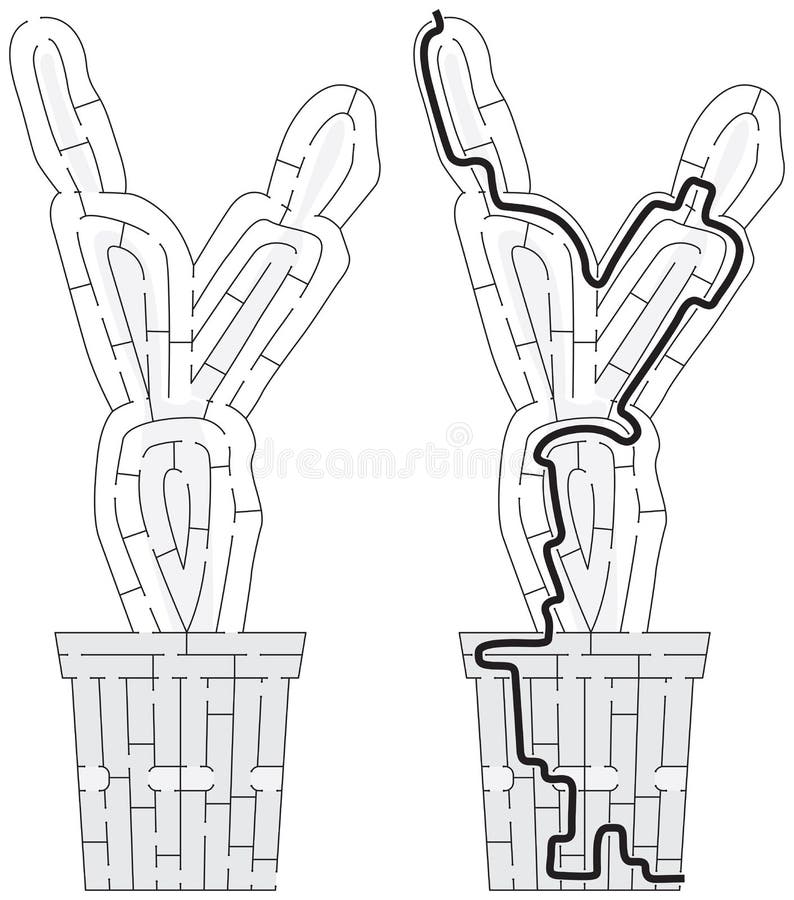 Cactus maze stock vector. Illustration of cactus, path - 200087489