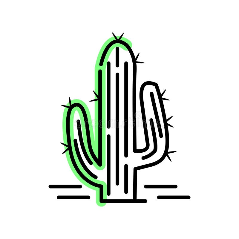 Cactus in Monoline style stock photo. Illustration of green - 170449428