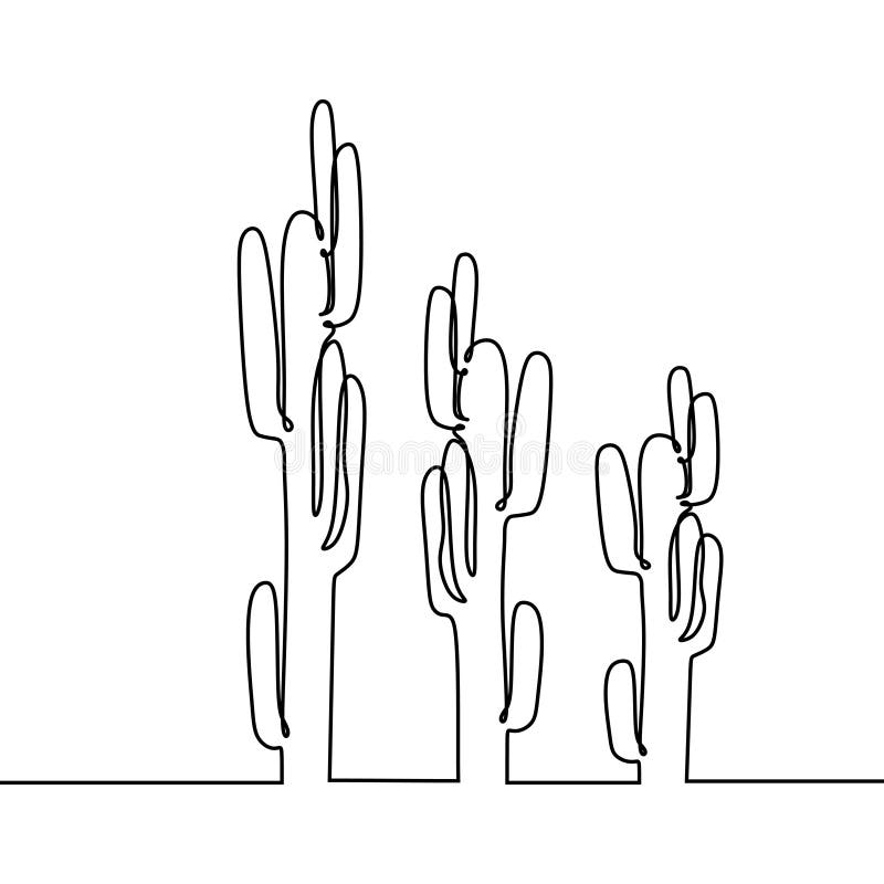 Cactus One Line Continuous Drawing Minimalism Design Stock Vector ...