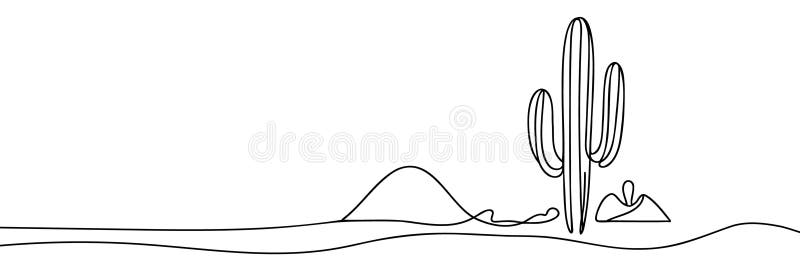 Cactus One Line Drawing Vector Illustration Minimalist Design Stock ...