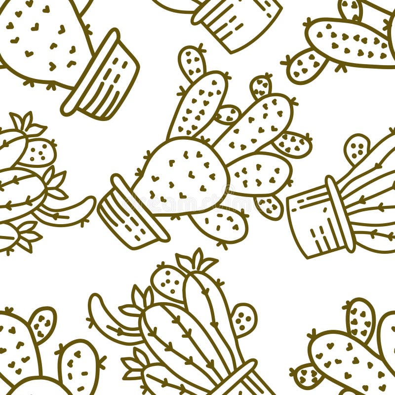 Cactus Pattern Seamless Vector Template Stock Vector - Illustration of ...