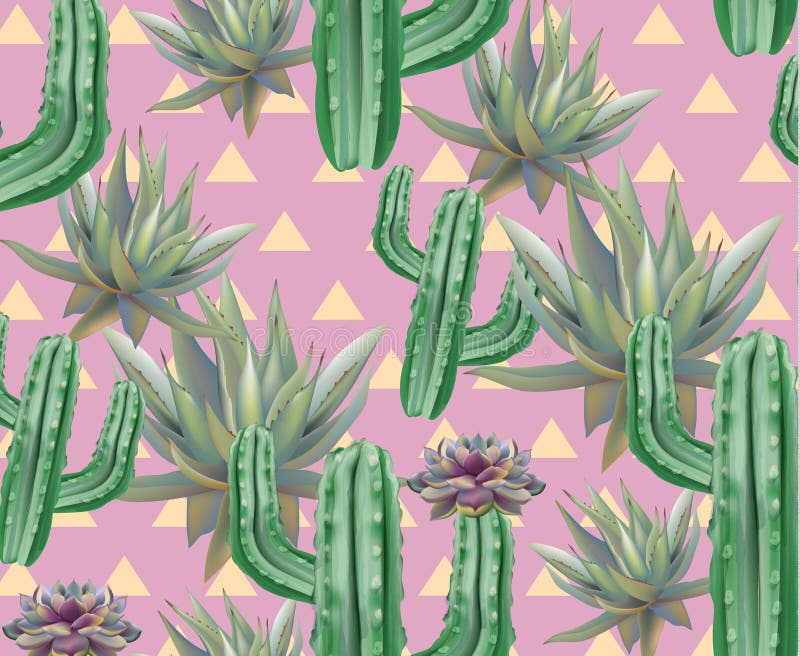 Cactus Pattern Texture Vector. Modern Pink Backgrounds Stock Vector ...