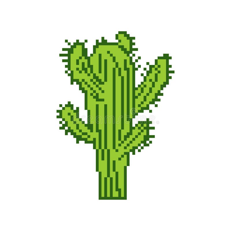 Cactus Pixel Art. 8 Bit Cactus Isolated Stock Vector - Illustration of ...