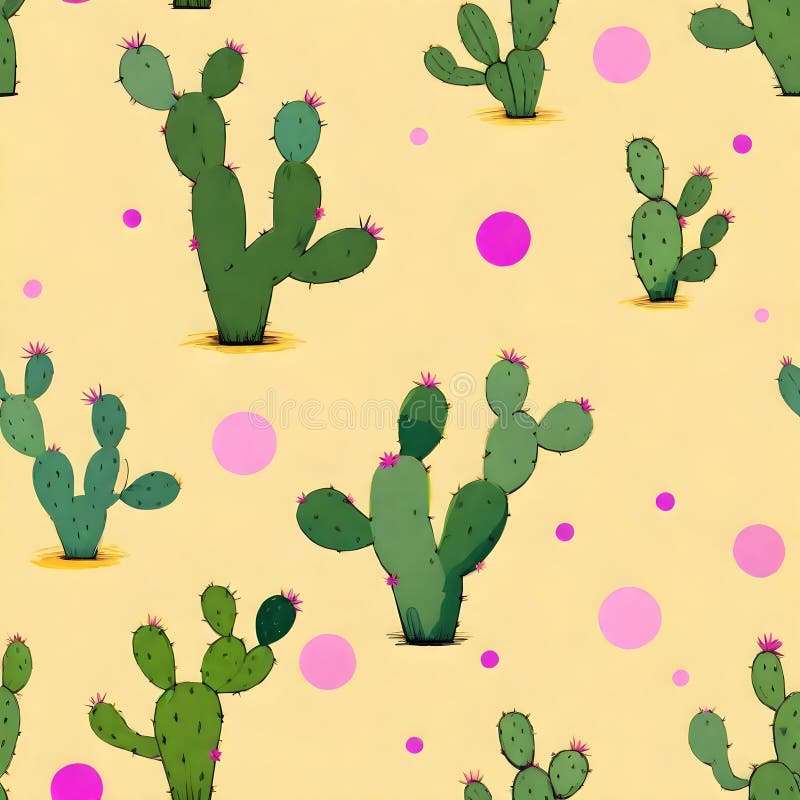 Cactus Plants with Polka Dots on a Background Stock Illustration ...