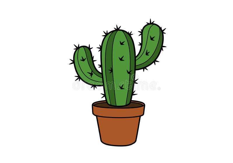 Cactus in pot clip art stock vector. Illustration of cactus - 367511697