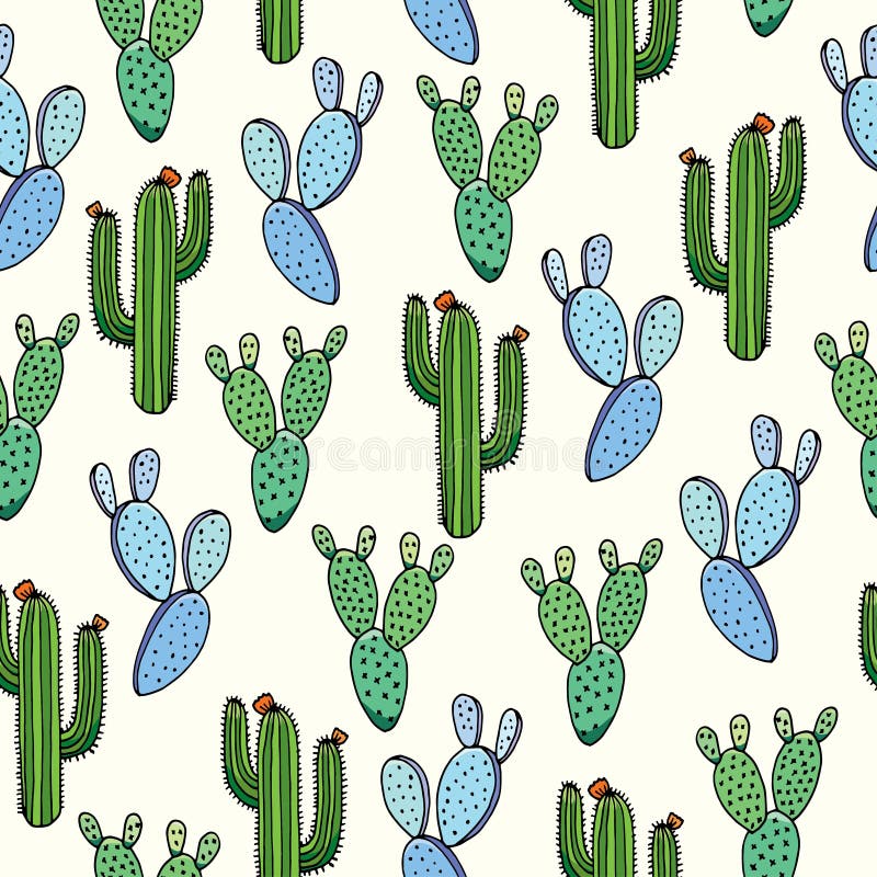 Cactus Seamless Pattern Background Stock Vector - Illustration of ...
