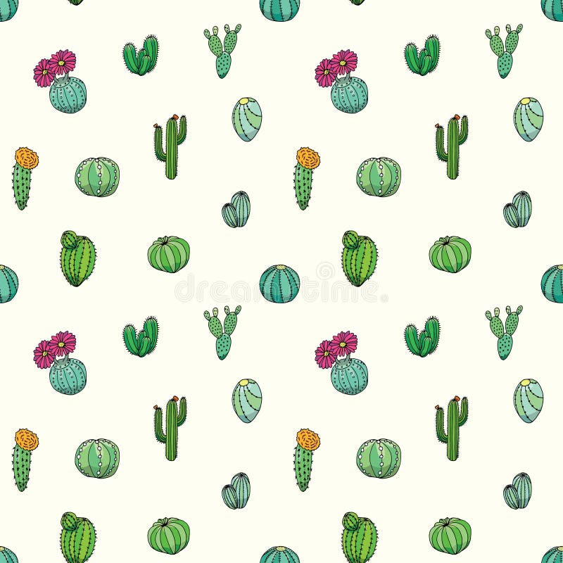 Cactus Seamless Pattern Background Stock Vector - Illustration of ...
