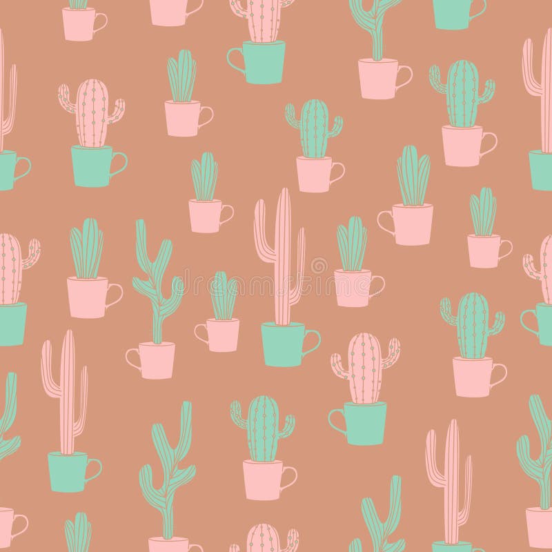 Cactus Seamless Pattern Vector Illustration Stock Vector - Illustration ...