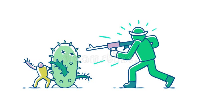 Cactus Shield Protection. Desert Ecosystem Defense, Vector Design ...