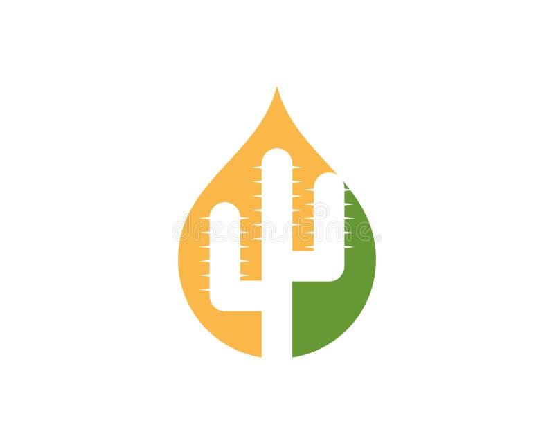 Cactus Silhouette in the Water Drop Shape Logo Stock Illustration ...