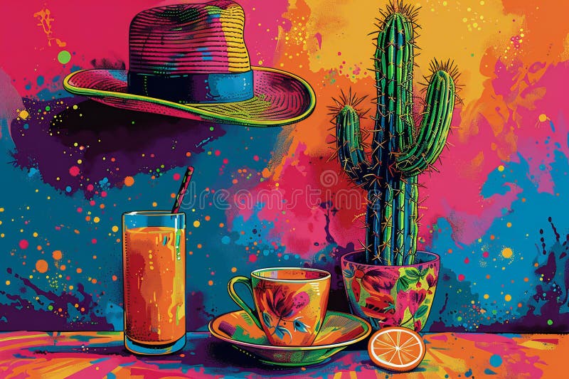 The Cactus is in Some Kind of Shape beside the Cup of Orange Juice and ...