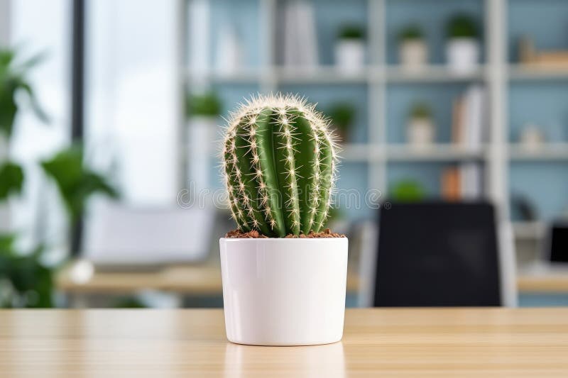 Cactus Stand on Desk AI Generated Stock Photo - Image of decor, shelf ...