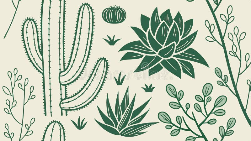 Cactus and Succulents Pattern, Desert Plants Vector Design Generative ...