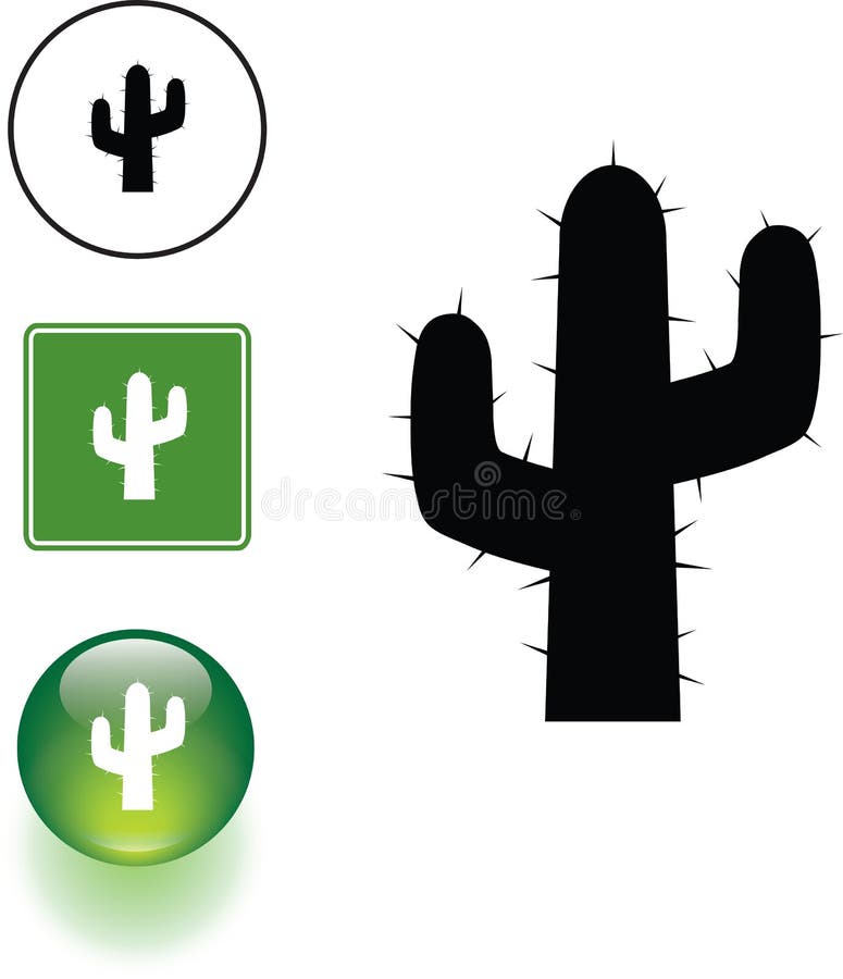 Cactus Symbol Sign and Button Stock Vector - Illustration of nature ...