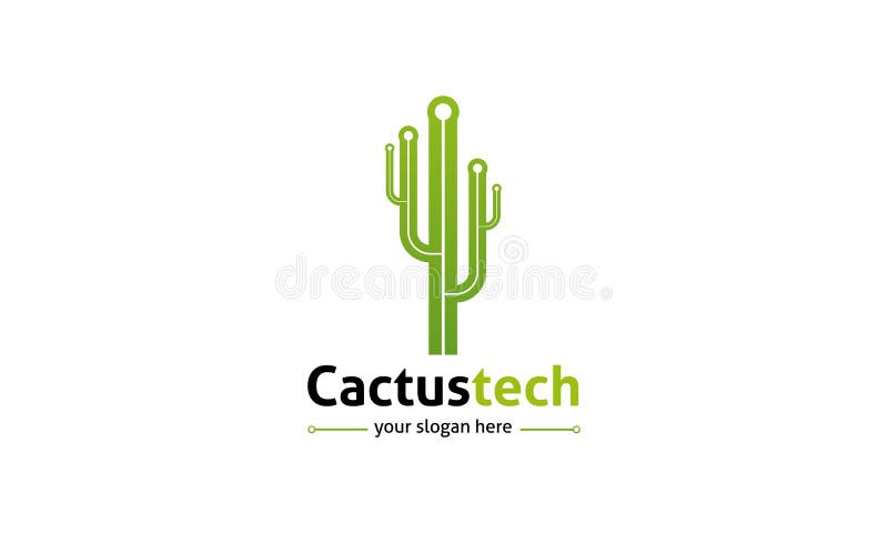 Cactus Tech Logo stock illustration. Illustration of data - 90823094