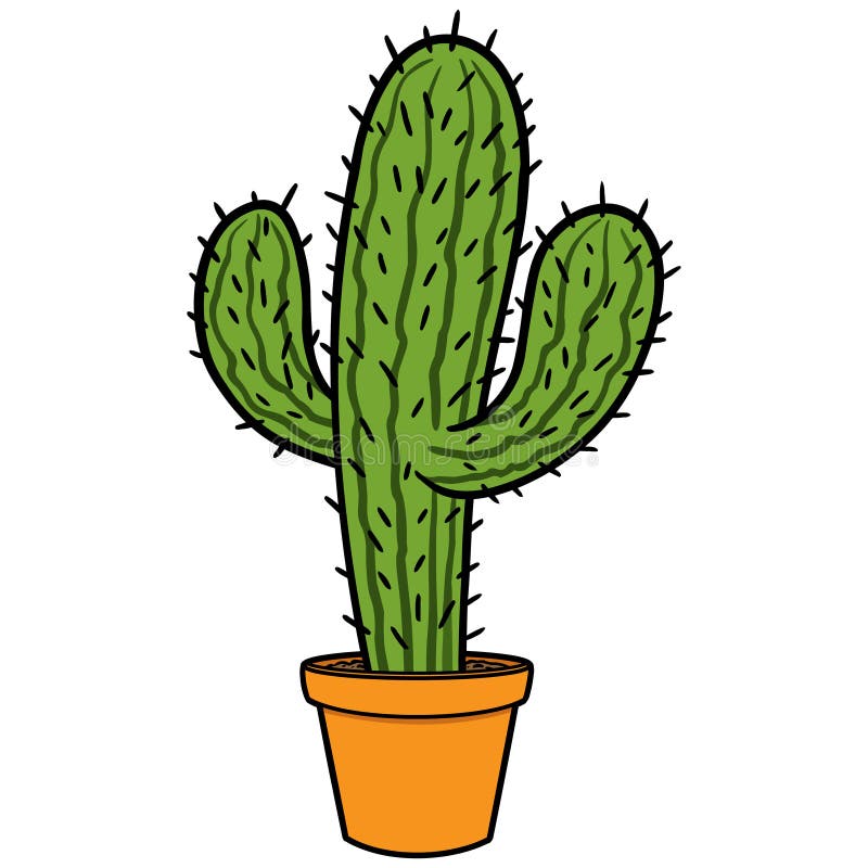 Cactus Tree and Pot stock vector. Illustration of domestic - 53714049