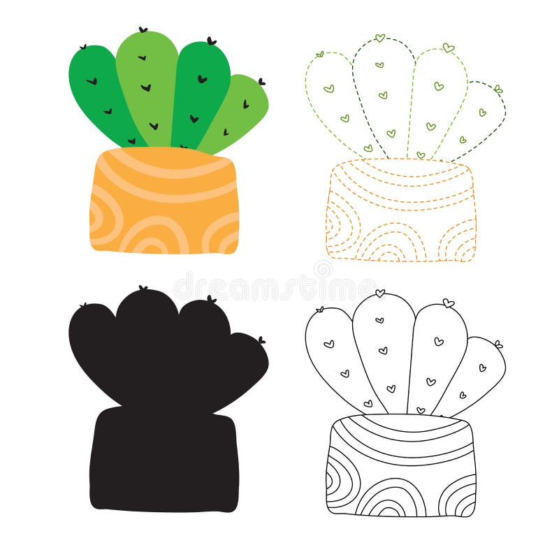 Cactus Worksheet Vector Design Stock Vector - Illustration of cute ...