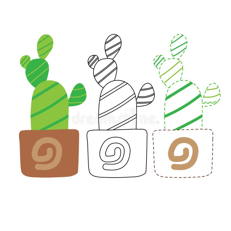 Cactus Worksheet Vector Design Stock Vector - Illustration of lines ...