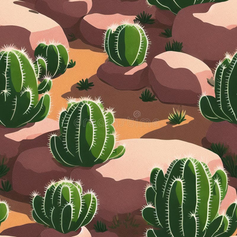 Cactuss Repeating Pattern Seamless All Over Print Surface Tile for ...