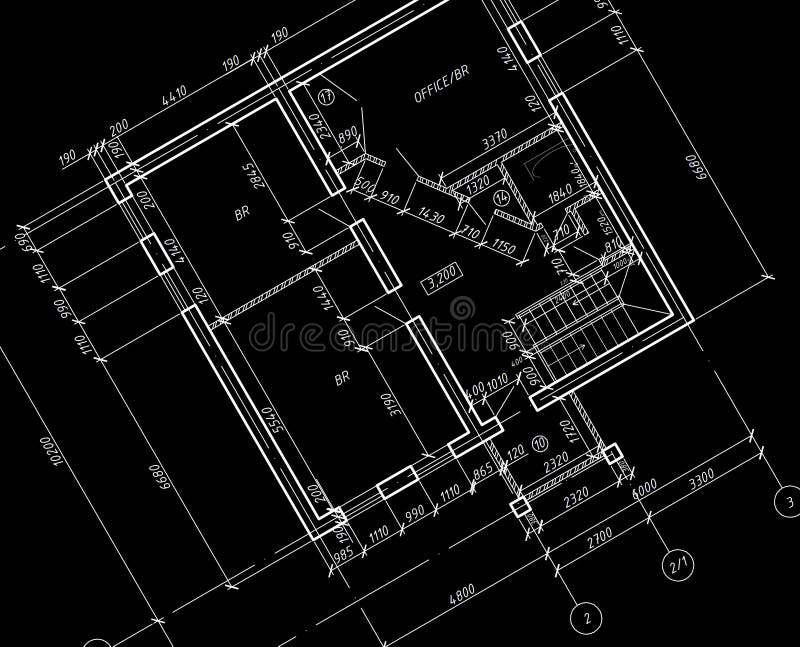 CAD Architectural Plan Drawing Blueprint. Stock Illustration ...