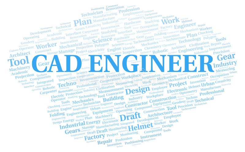 Cad Engineer Typography Word Cloud Create with the Text only Stock ...